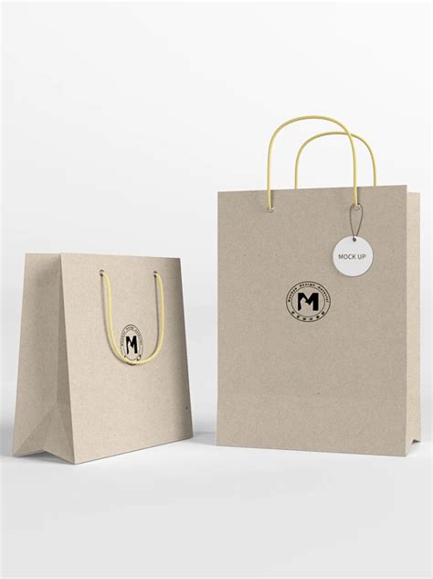 手提礼品袋包装设计展示样机 花瓣网