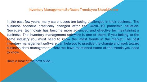 PPT Inventory Management Software Trends You Should Know PowerPoint Presentation Free To