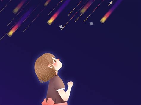 手绘插画星空下的小女孩z85221313 站酷zcool