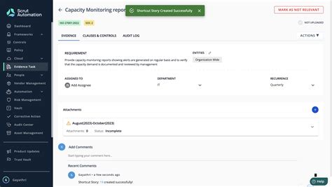 Scrut Product Updates Shortcut Integration