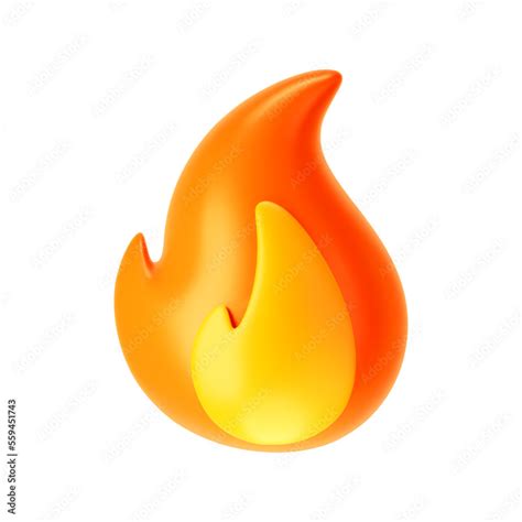 3d Fire Flame Icon Isolated On White Background Render Of Fire Emoji