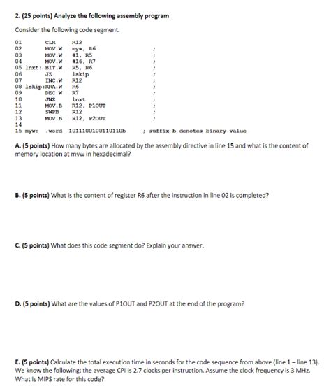 Solved 25 ﻿points ﻿analyze The Following Assembly