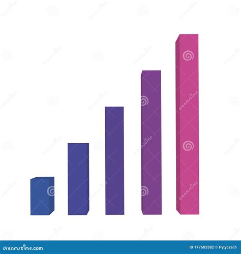 bar chart of 5 growing columns 3d isometric colorful vector graph