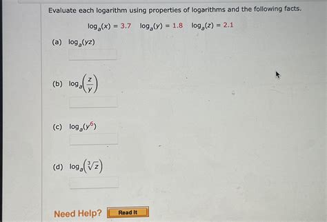 Solved Evaluate Each Logarithm Using Properties Of Chegg