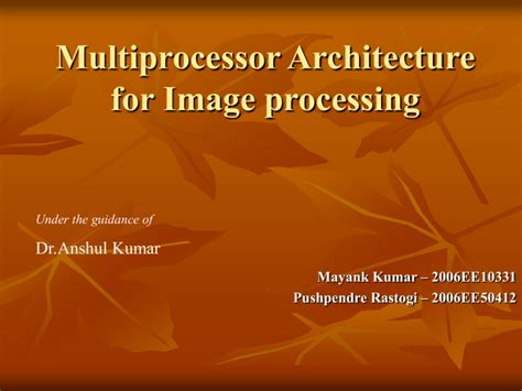 Multiprocessor Architecture For Parallel Image