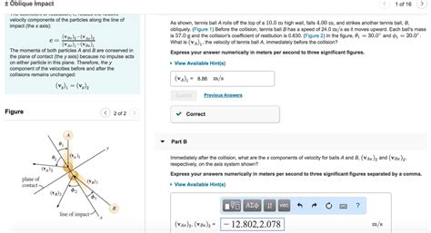 Solved T Oblique Impact 1 Of 16 Velocity Components Of The