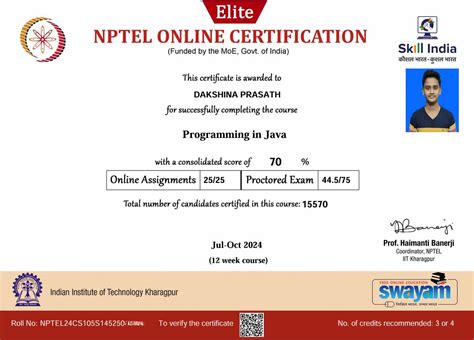 Dakshina Prasath On Linkedin Nptel Javaprogramming Learningjourney