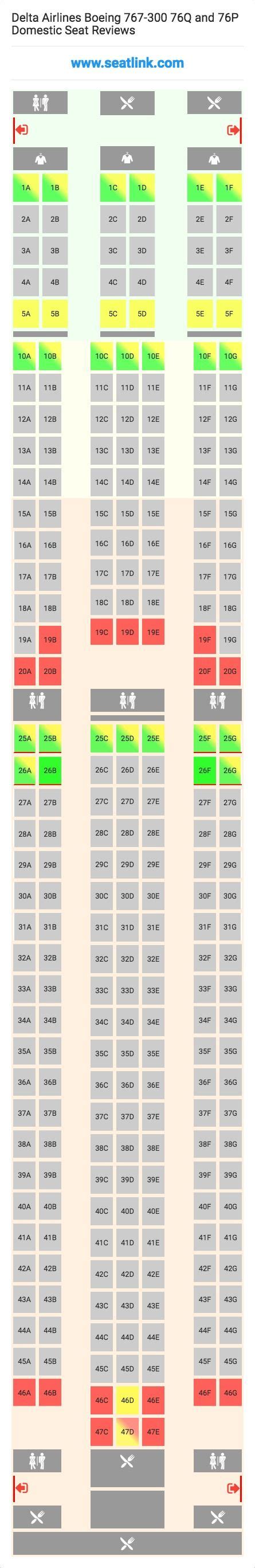 Delta Airlines Boeing 767 300 76q And 76p Domestic 763 Seat Map