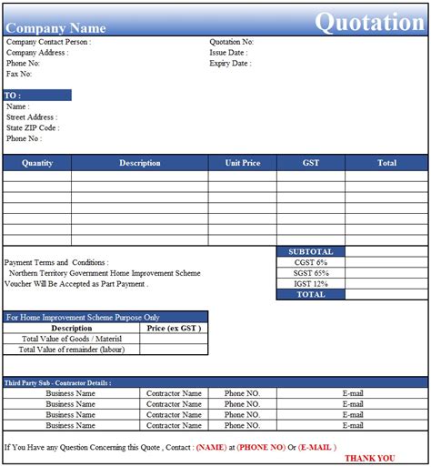 Quotation Letter Format In Excel Download Quotation Format In Excel