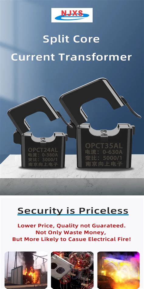 Njxse Opct24al Current Transformer 1000 1 2000 1 2500 1 3000 1 4000 1 Split Core Ct Ac 0~400a
