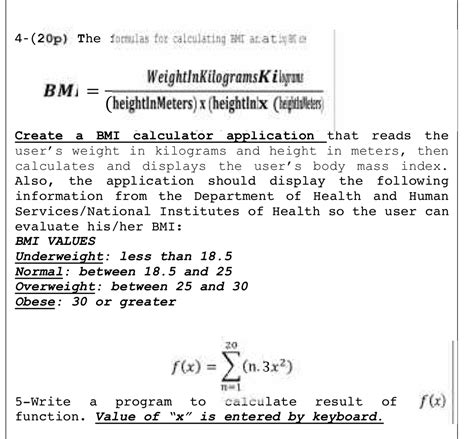 solved create a bmi calculator application that reads the