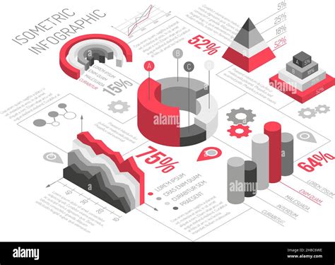 Isometric Diagrams Infographics Black And White With Solid Geometric