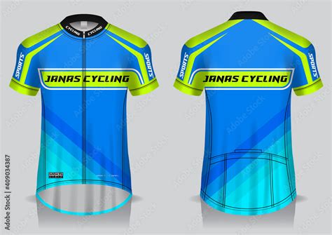 Jersey Cycling Template Design Uniform Front And Back View Stock Vector