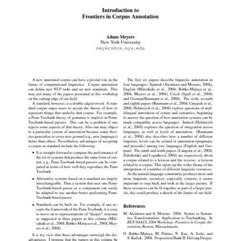 Introduction To Frontiers In Corpus Annotation Acl Anthology