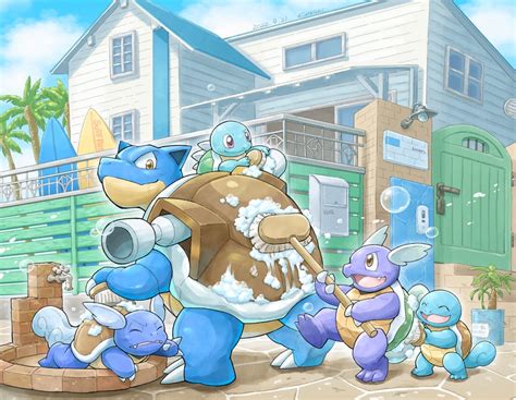 Squirtle Blastoise And Wartortle Pokemon Drawn By Katkichi Danbooru