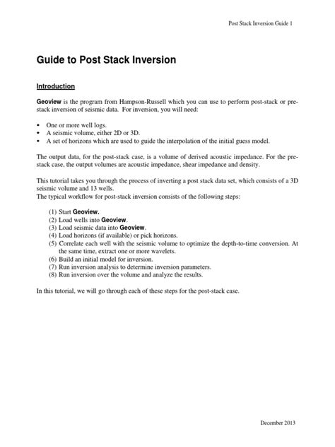 guide to post stack inversion geoview pdf button computing