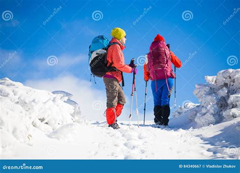 Climbers Are On Snow Stock Image Image Of Help Friendship 84340667