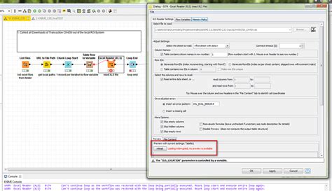 excel reader preview reload loading interrupted no preview