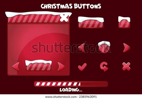 Cartoon Set Game Ui Buttons Christmas Stock Vector Royalty Free