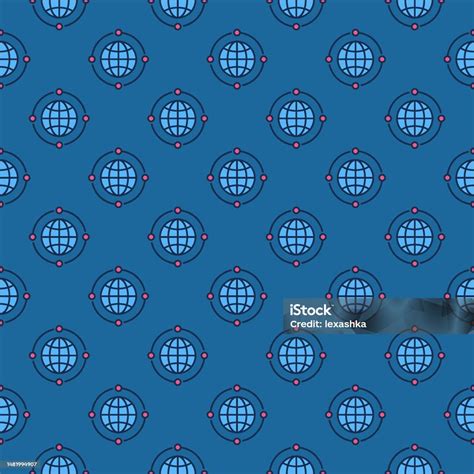 Earth Globe And Neural Network Vector Ai Colored Seamless Pattern Stock Illustration Download
