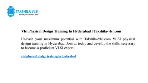 Ppt Vlsi Physical Design Training In Hyderabad Takshila