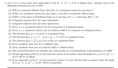 solved 1 let v be a vector space with scalar field f and