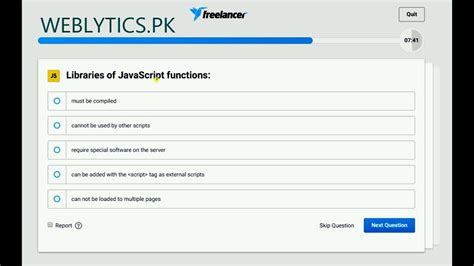 Freelancer Javascript Level 1 Exam 85 Youtube