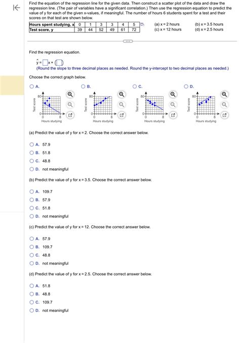 Solved Find The Equation Of The Regression Line For The Chegg Com