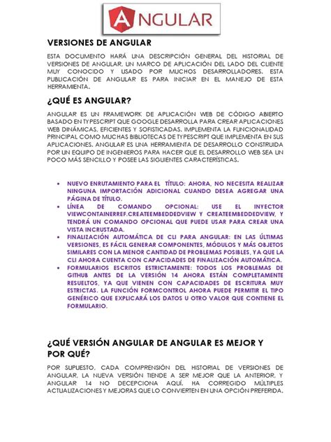 Versiones De Angular Pdf