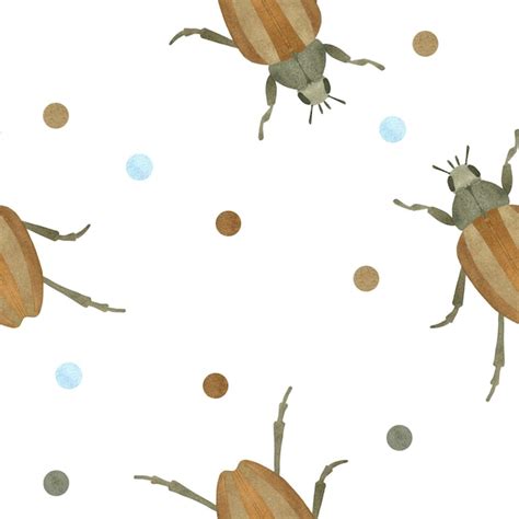 Premium Photo Seamless Pattern With Brown Bugs And Multicolored