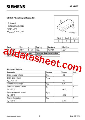 SP0610 Datasheet(PDF) - Siemens Semiconductor Group