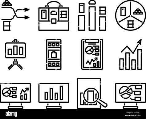 Analytics Icon Set Bold Outline Design With Editable Stroke Width Vector Illustration Stock