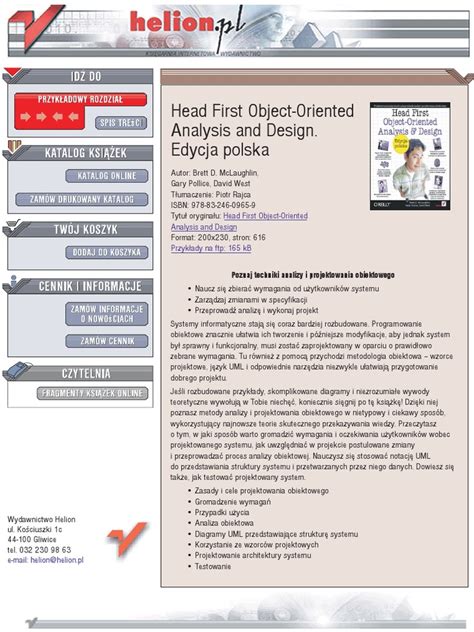 Head First Object Oriented Analysis And Design Edycja Polska Rusz