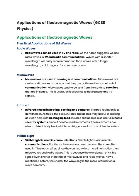 Solution Pearson Igcse Physics Notes 3 Waves Applications Of