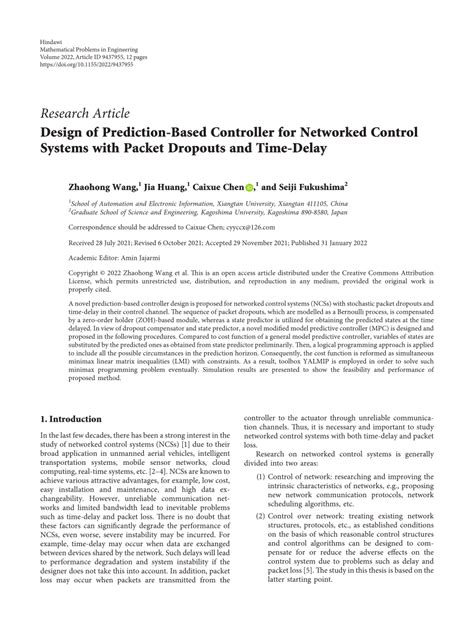 Download Pdf Design Of Prediction Based Controller For Networked Control Systems With Packet