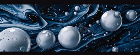 Abstract Pattern In Dark Blue And White Color With Spherical Shapes And Fluid Design Stock Image