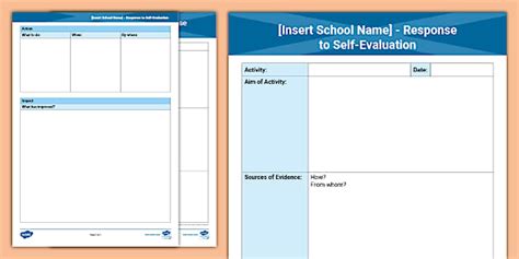 Response To Self Evaluation Template Teacher Made Twinkl
