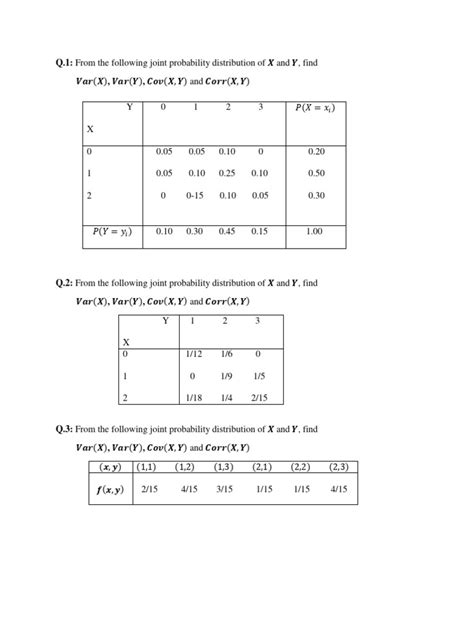 Covariance And Correlation Questions Pdf Teaching Methods And Materials Science And Mathematics