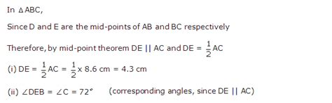 Frank ICSE Class Maths Ch Mid Point And Intercept Theorems Solution Ex A Plus Topper
