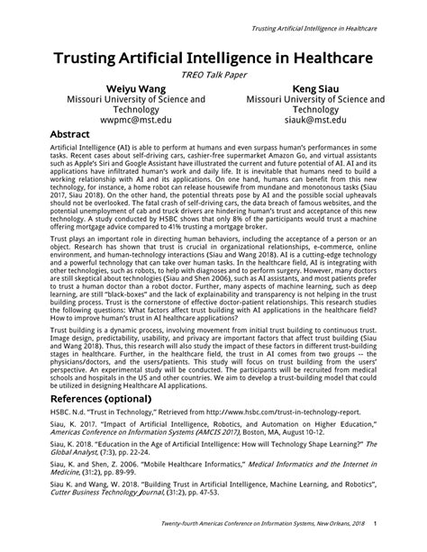 Pdf Trusting Artificial Intelligence In Healthcare