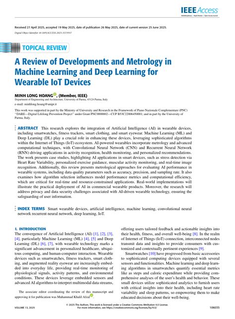 Pdf A Review Of Developments And Metrology In Machine Learning And Deep Learning For Wearable