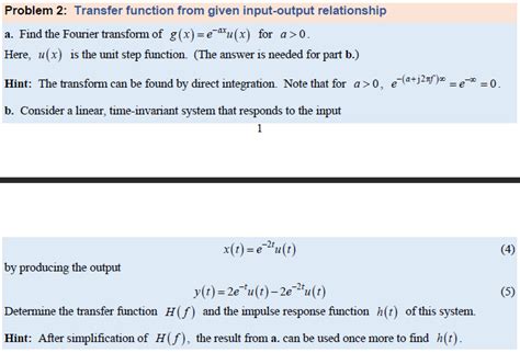 solved problem 2 transfer function from given input output