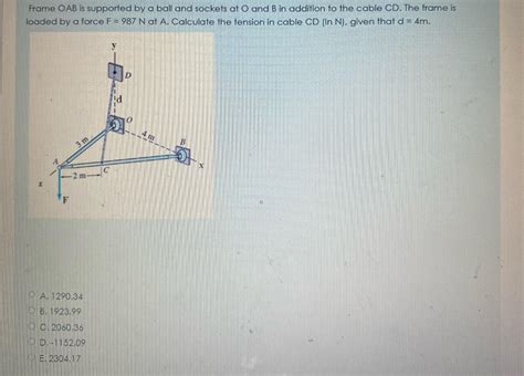 Solved Frame OAB is supported by a ball and sockets at O | Chegg.com