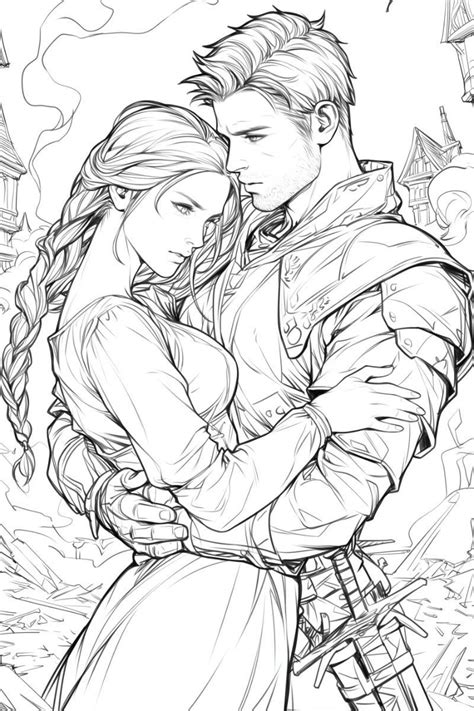Feyre And Rhysand Coloring Page Inspired By Acotar In 2025 Coloring