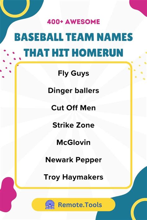 400 Awesome Baseball Team Names That Hit Homerun‍ Team Names