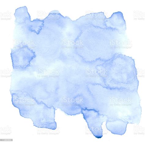 텍스트 디자인에 대 한 흰색 배경에 블루 파스텔 수채화 손으로 그린 고립 된 세척 얼룩 벽지 라벨 브러쉬에 의해 만들어진 추상적
