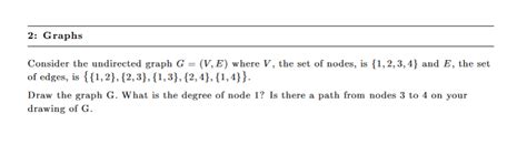 solved consider the undirected graph g v e where v the