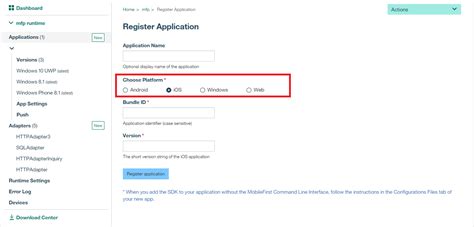Ibm Mobilefirst Mobile First 8 Console Doesn T Have Choose Platform