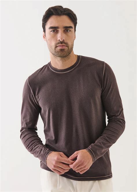 Pima Cotton Stretch Vintage Wash Long Sleeve T Shirt P95c15w