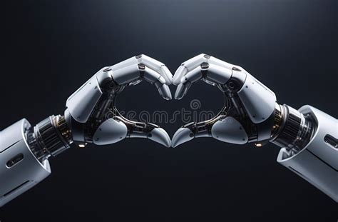 heart shape gesture sign of robot hands fingers ai love romantic